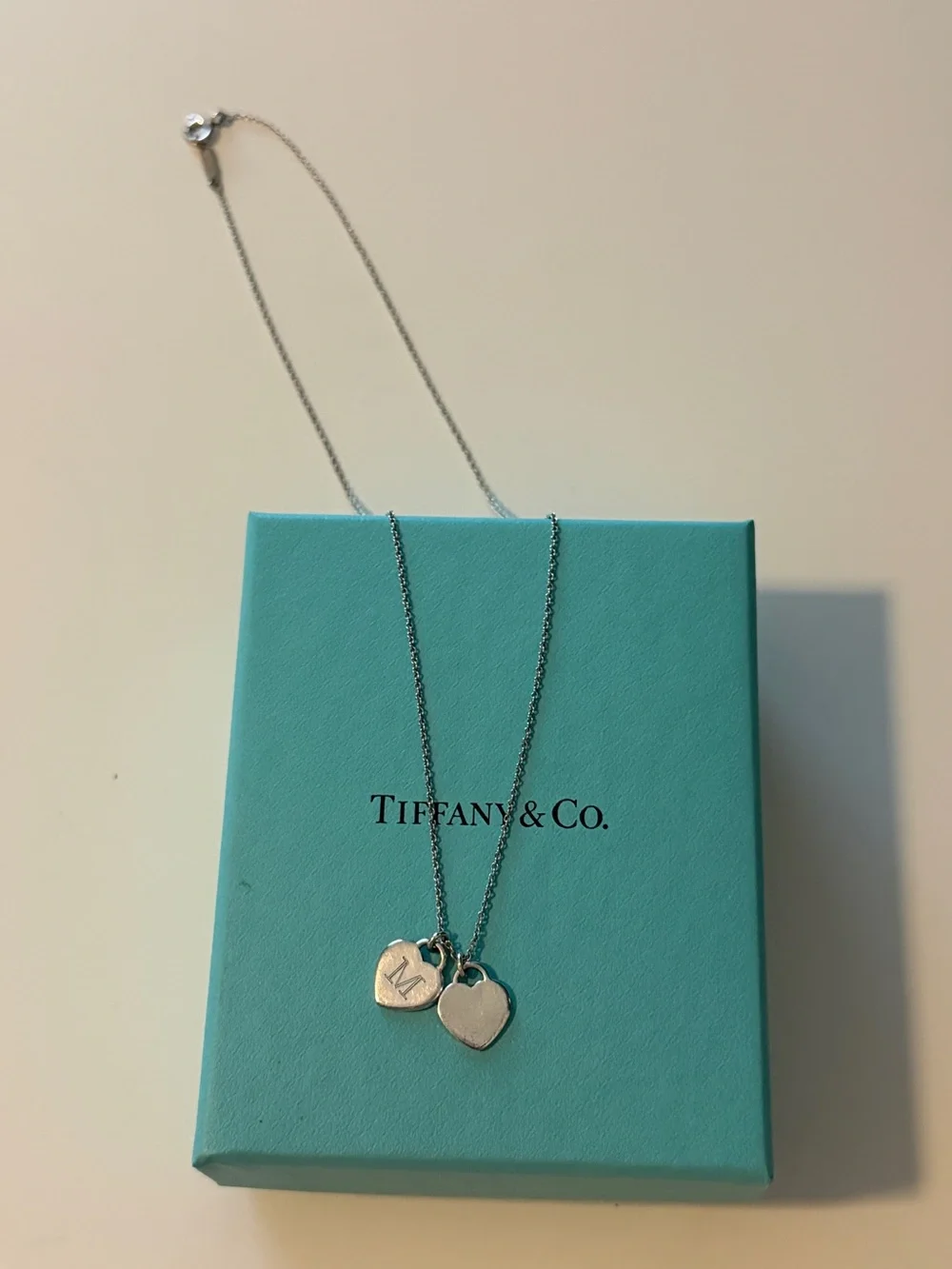 Tiffany & Co. | Jewelry | Tiffany Blue Double Heart Tag Pendant In ...